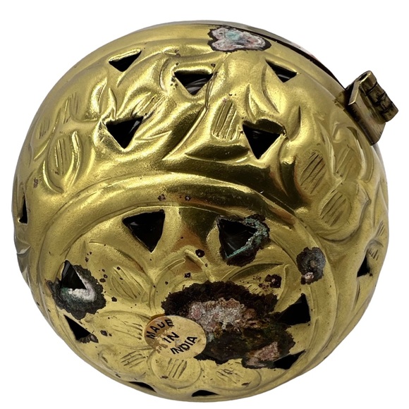 Holiday | Vintage Large Hinged Brass Pomander Ball Ornament Ginger ...